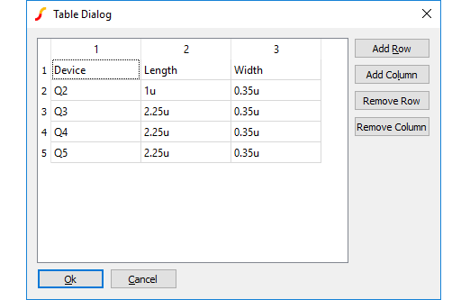 SIMetrix Script Manual: TableDialog Function
