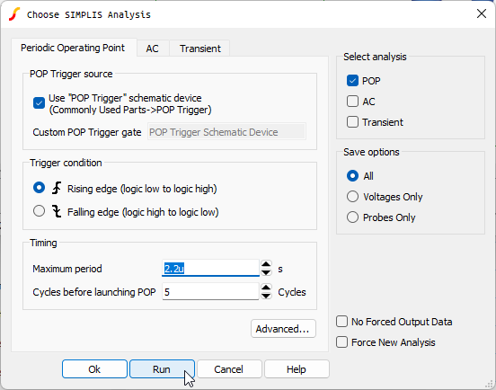 Set up a POP Analysis